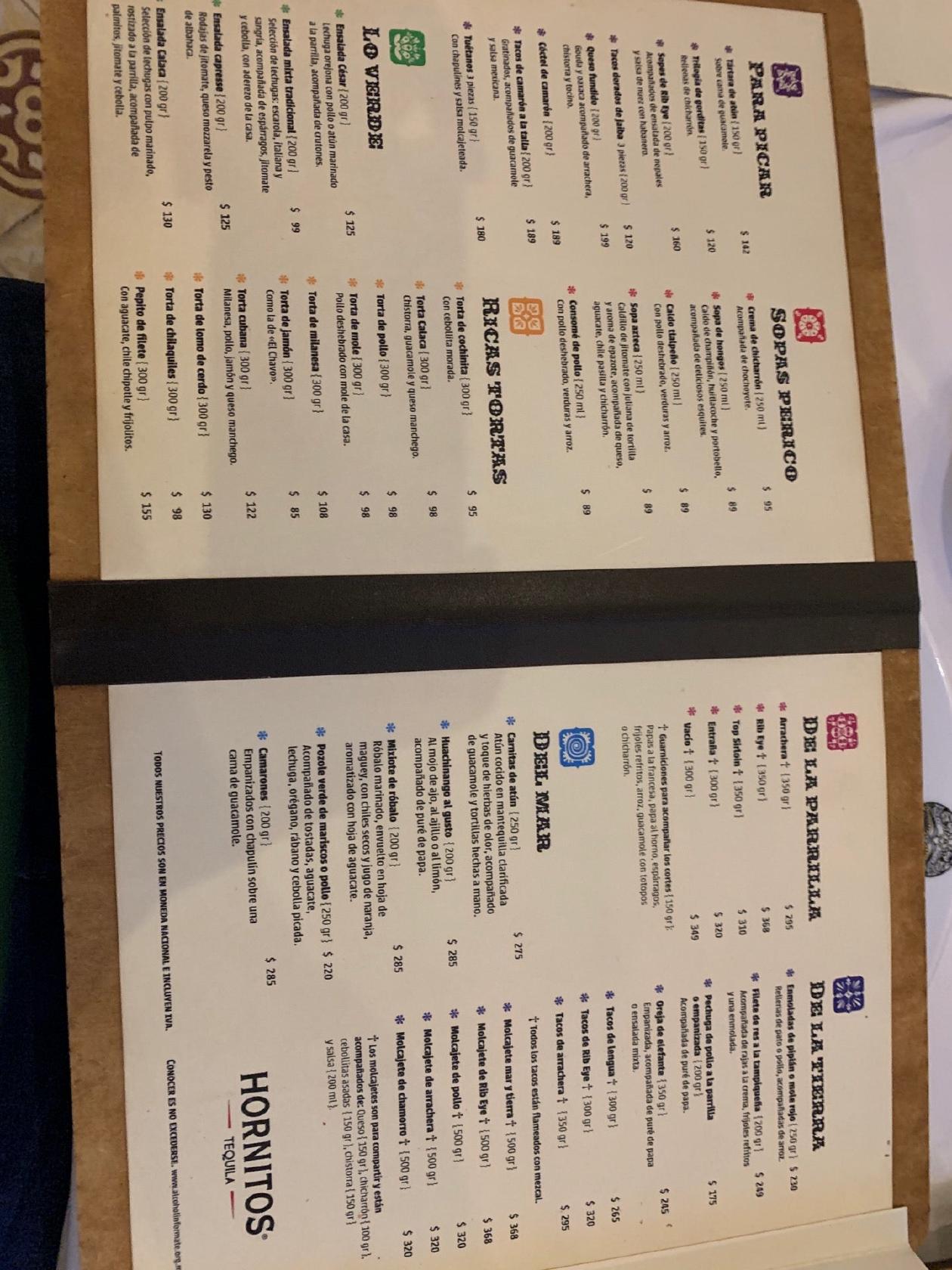 Menu at La Calaca pub & bar, Mexico City, Centenario 2