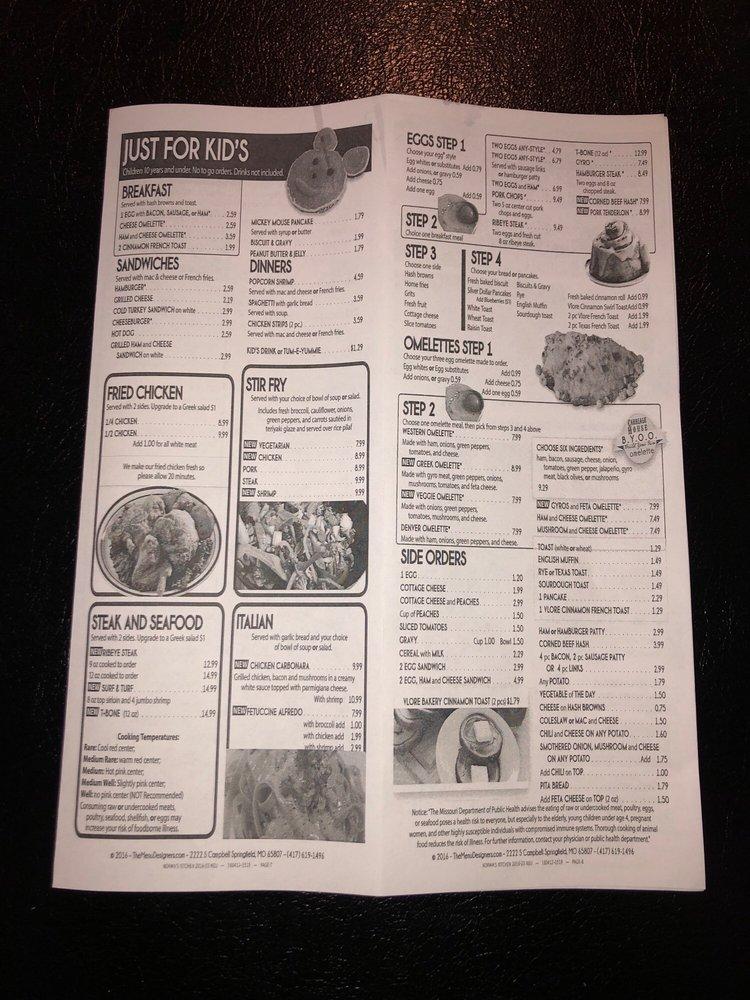 Menu at Carriage House Family Restaurant, Springfield, N Glenstone Ave