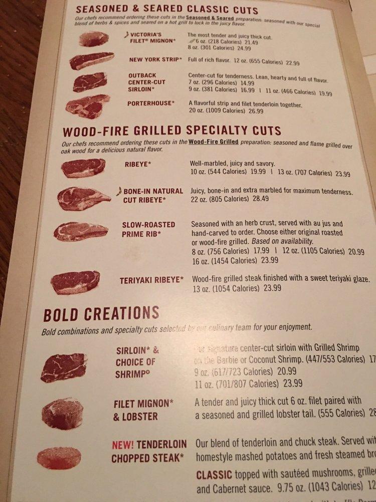 Menu at Outback Steakhouse, Burbank