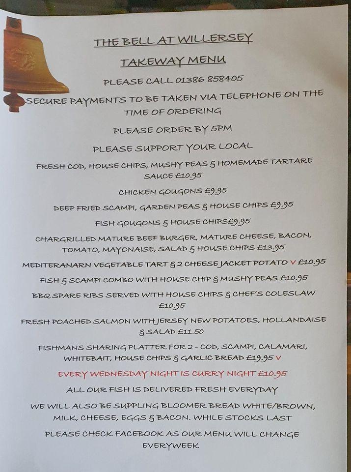Menu at The Bell Inn pub & bar, Broadway
