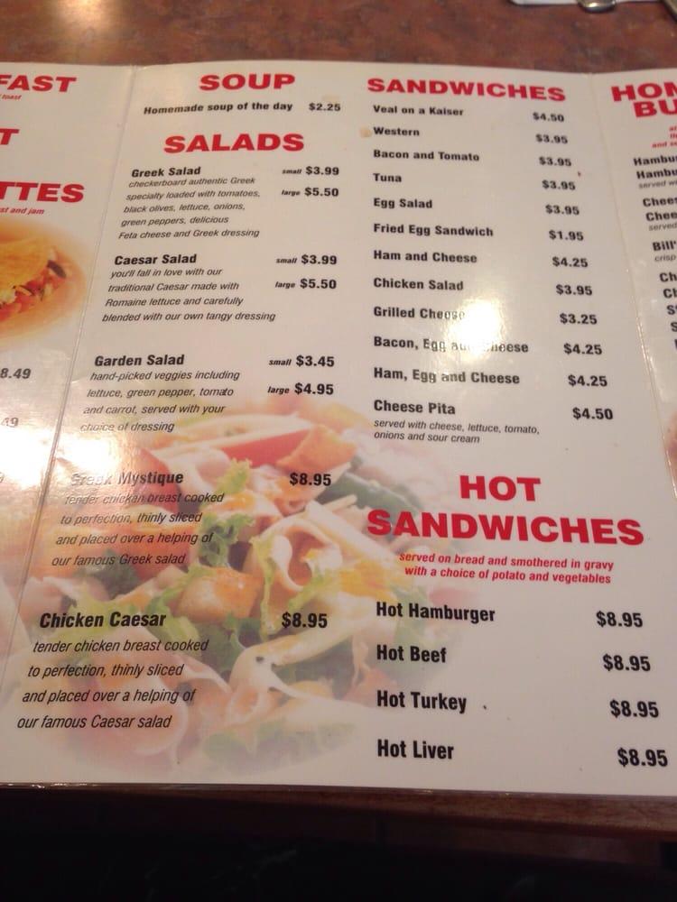 Menu at The Checkerboard Restaurant, Kitchener
