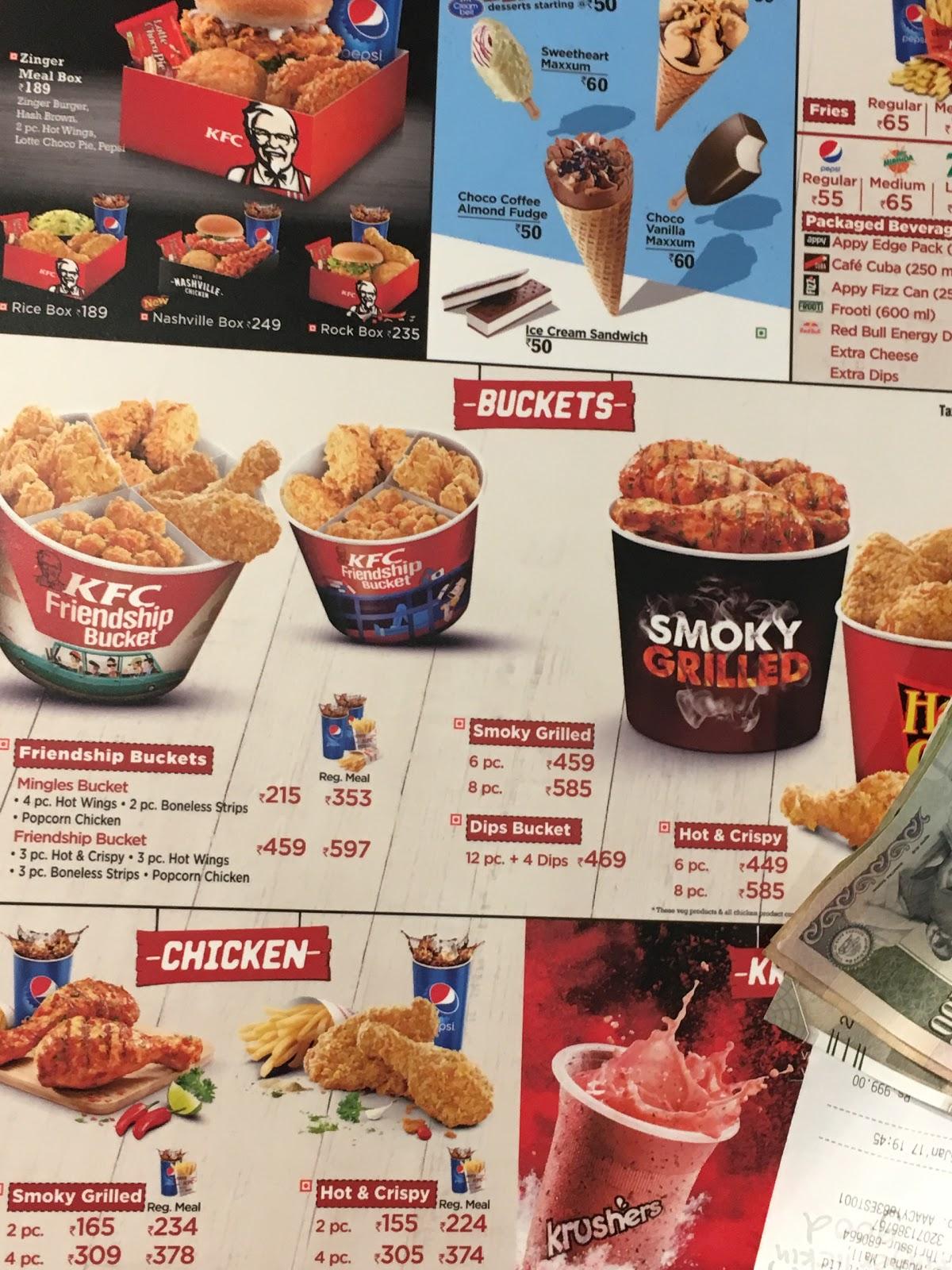 Menu at KFC, Kodungallur, Mughal Mall NH 66