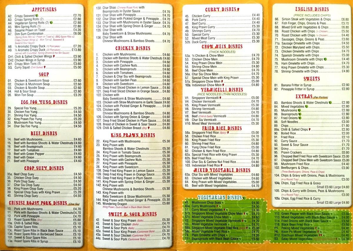 Menu at Mr Chan Chinese Takeaway restaurant, Whitchurch