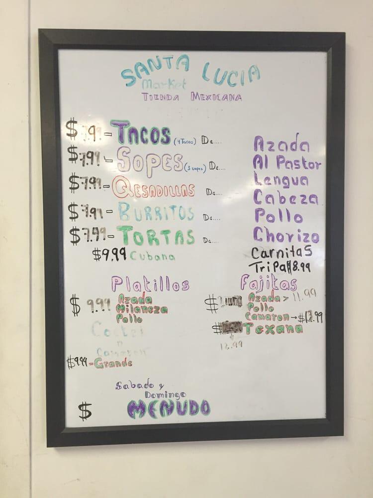 Menu at Santa Lucia Market restaurant, Wilkesboro