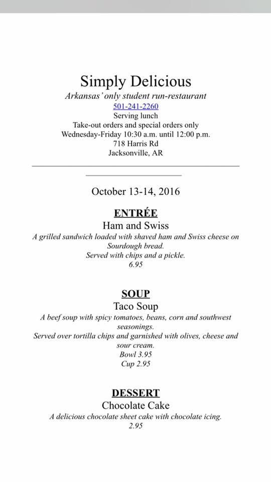 Menu at Simply Delicious Restaurant, Jacksonville