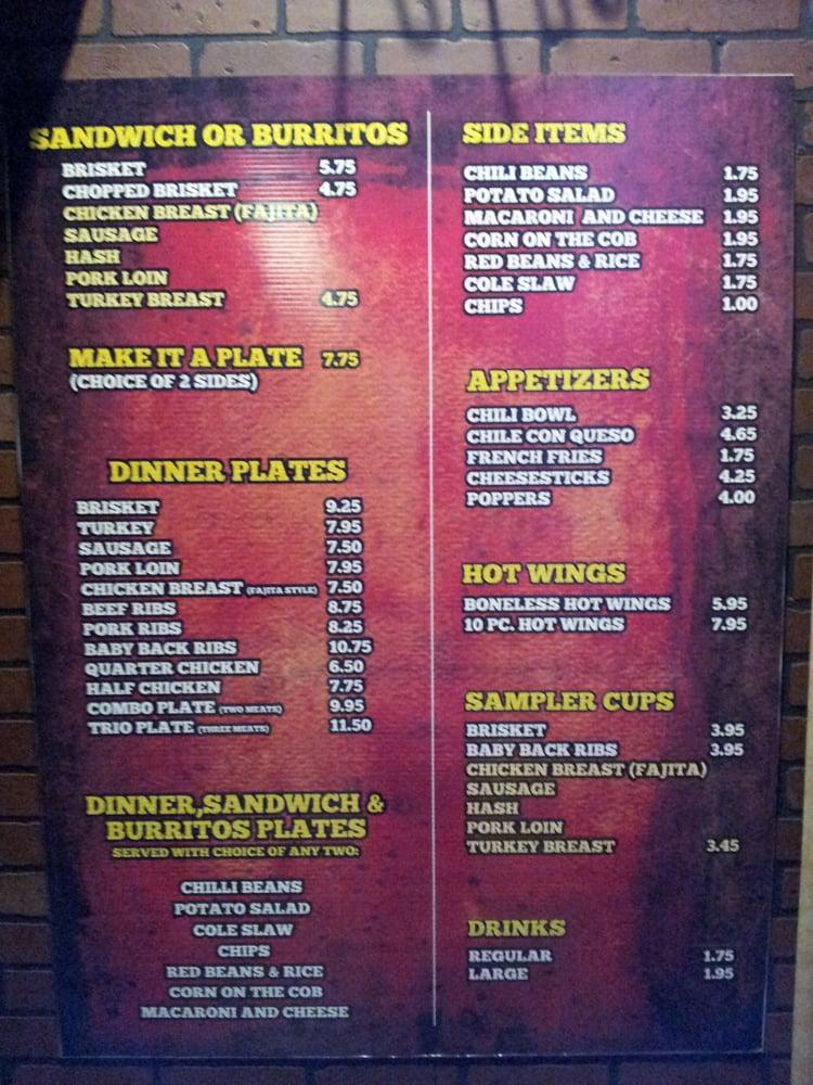 Menu at Smokey's Pit Stop pub & bar, El Paso, Viscount Blvd
