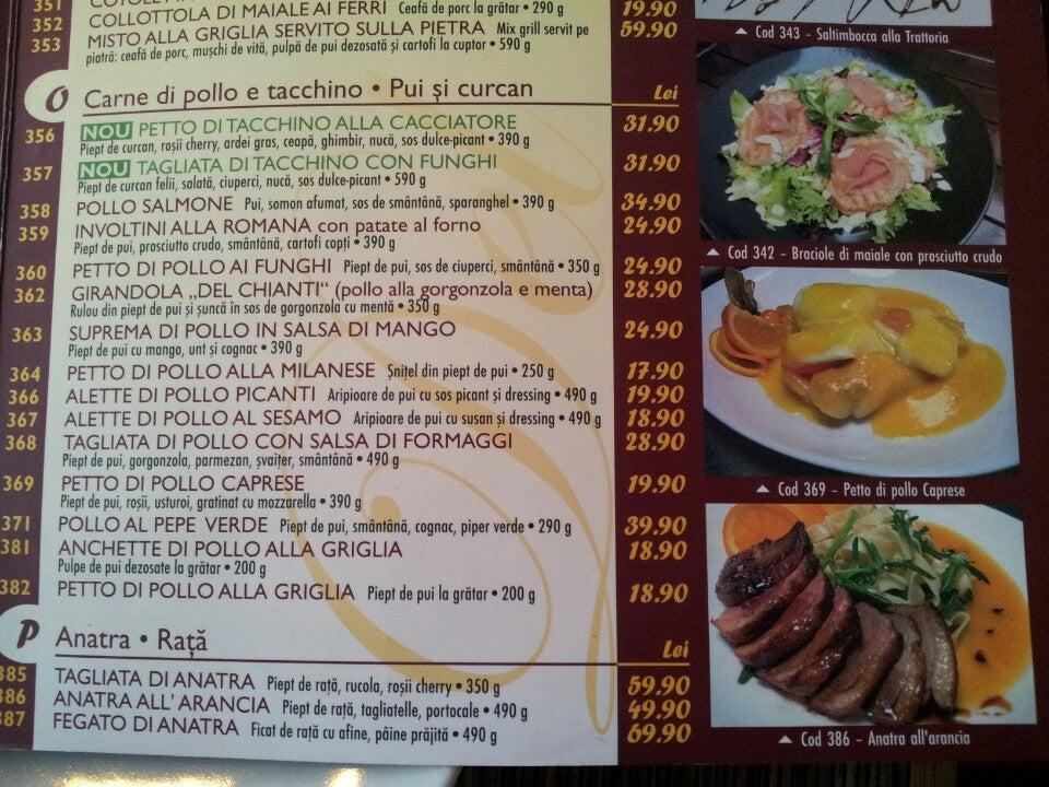 Menu at Trattoria Del Chianti, Brașov