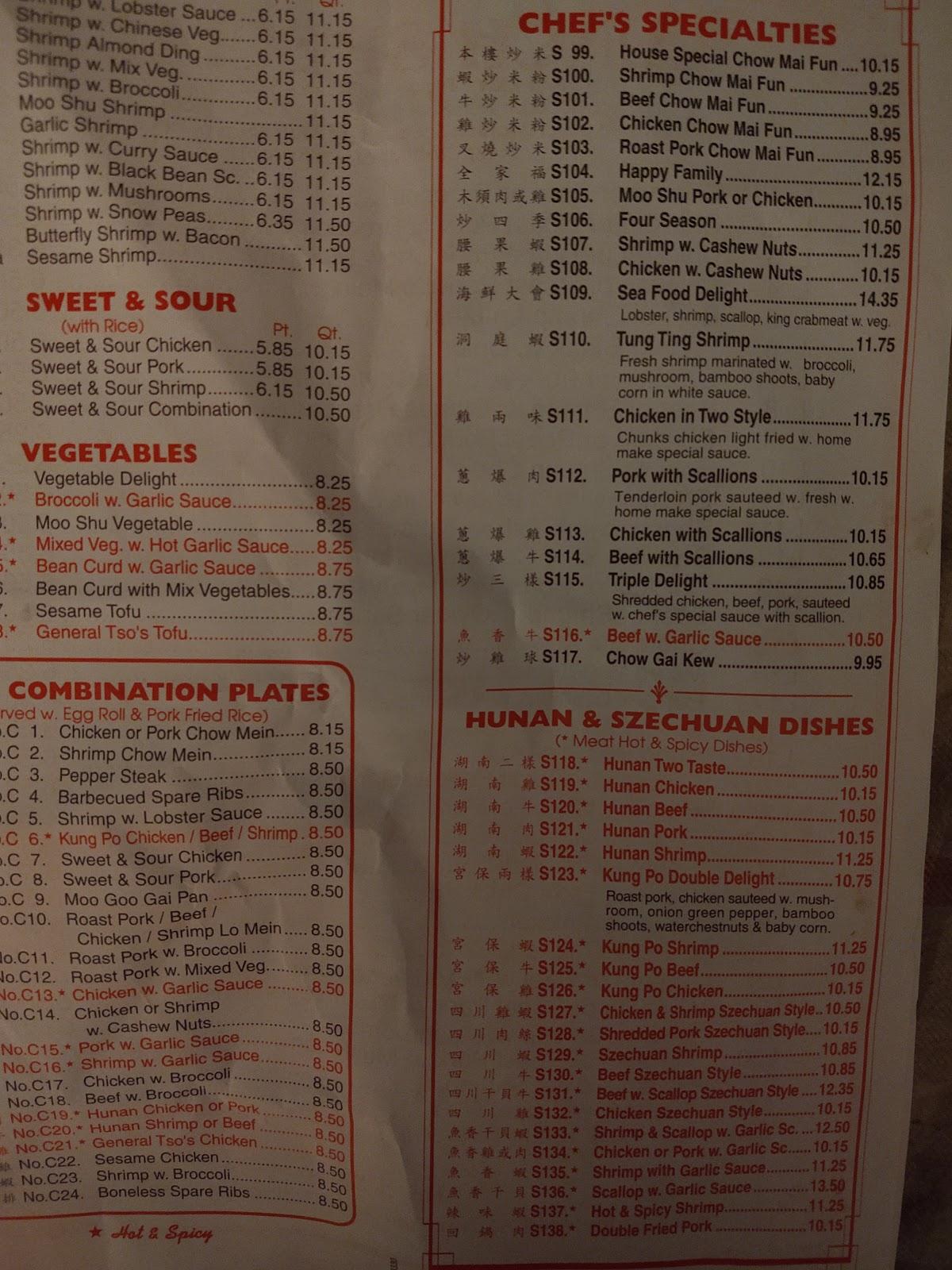 Menu at Xing Wang restaurant, Le Roy