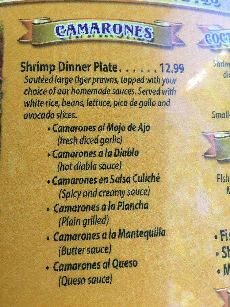 Menu at Calaveras Mexican Grill restaurant, Tulsa