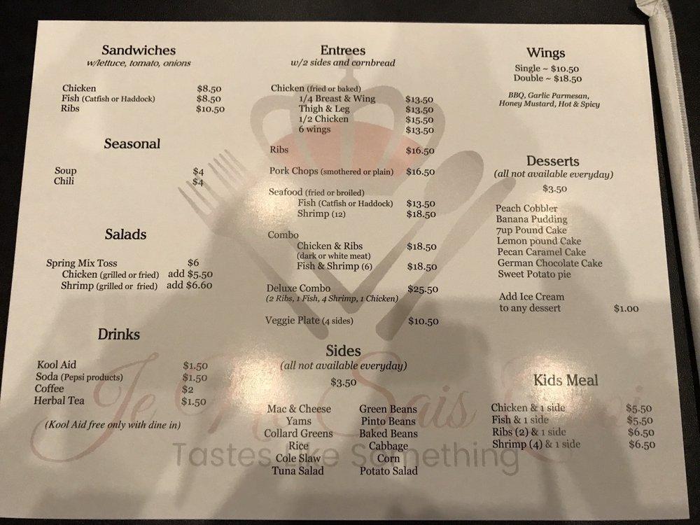 Menu at Je Ne Sais Quoi restaurant, Buffalo, Hertel Ave