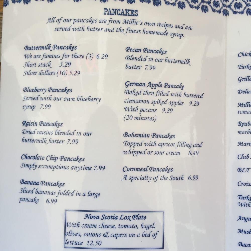 Menu at Millie's fast food, Sarasota
