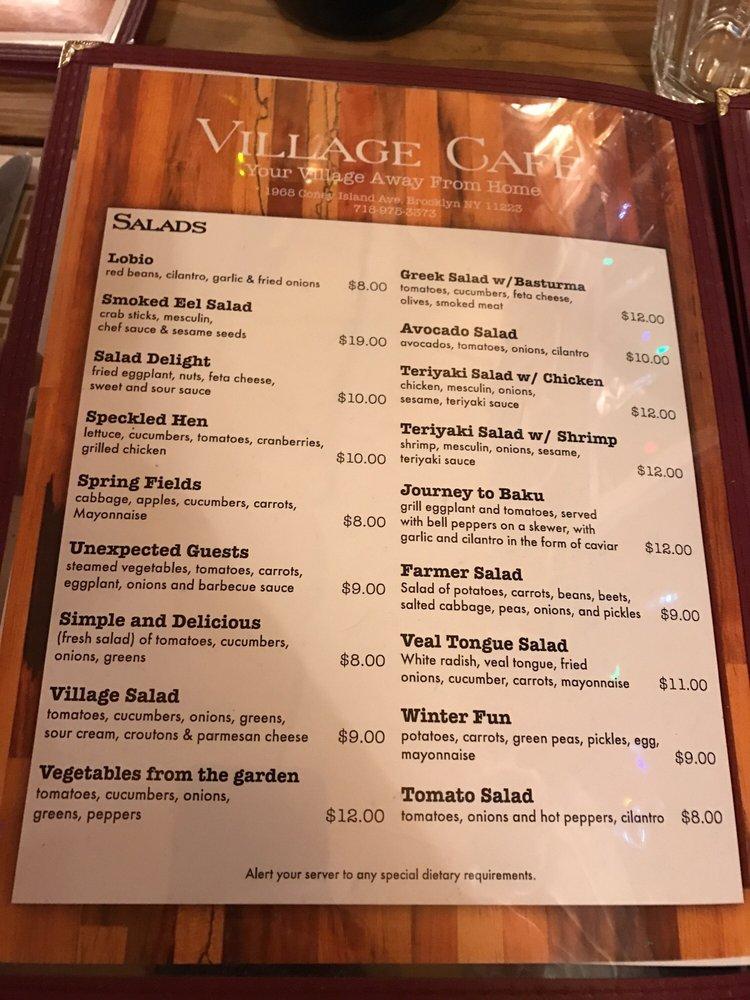Menu at Village Cafe, New York City, Coney Island Ave