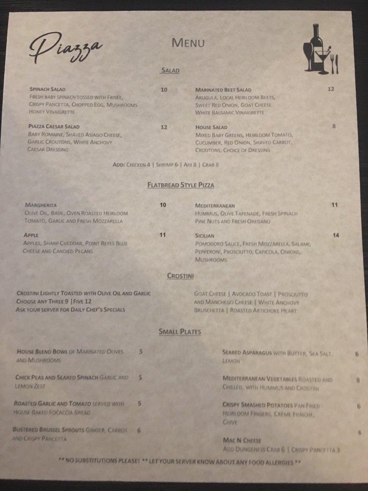 Menu at Carson Piazza Bar, Carson City