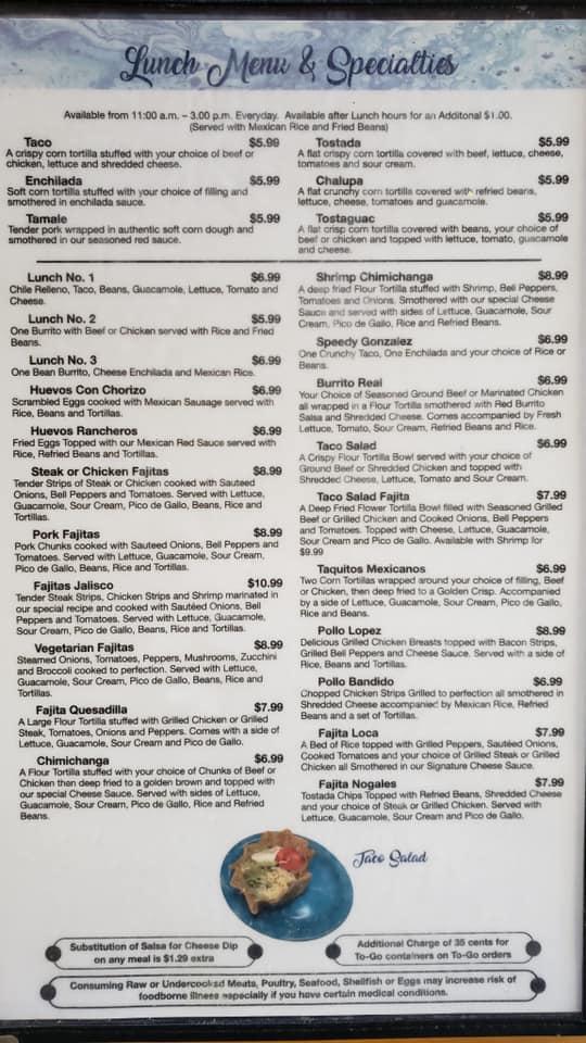 Menu at El Dos De Oros restaurant, Larned