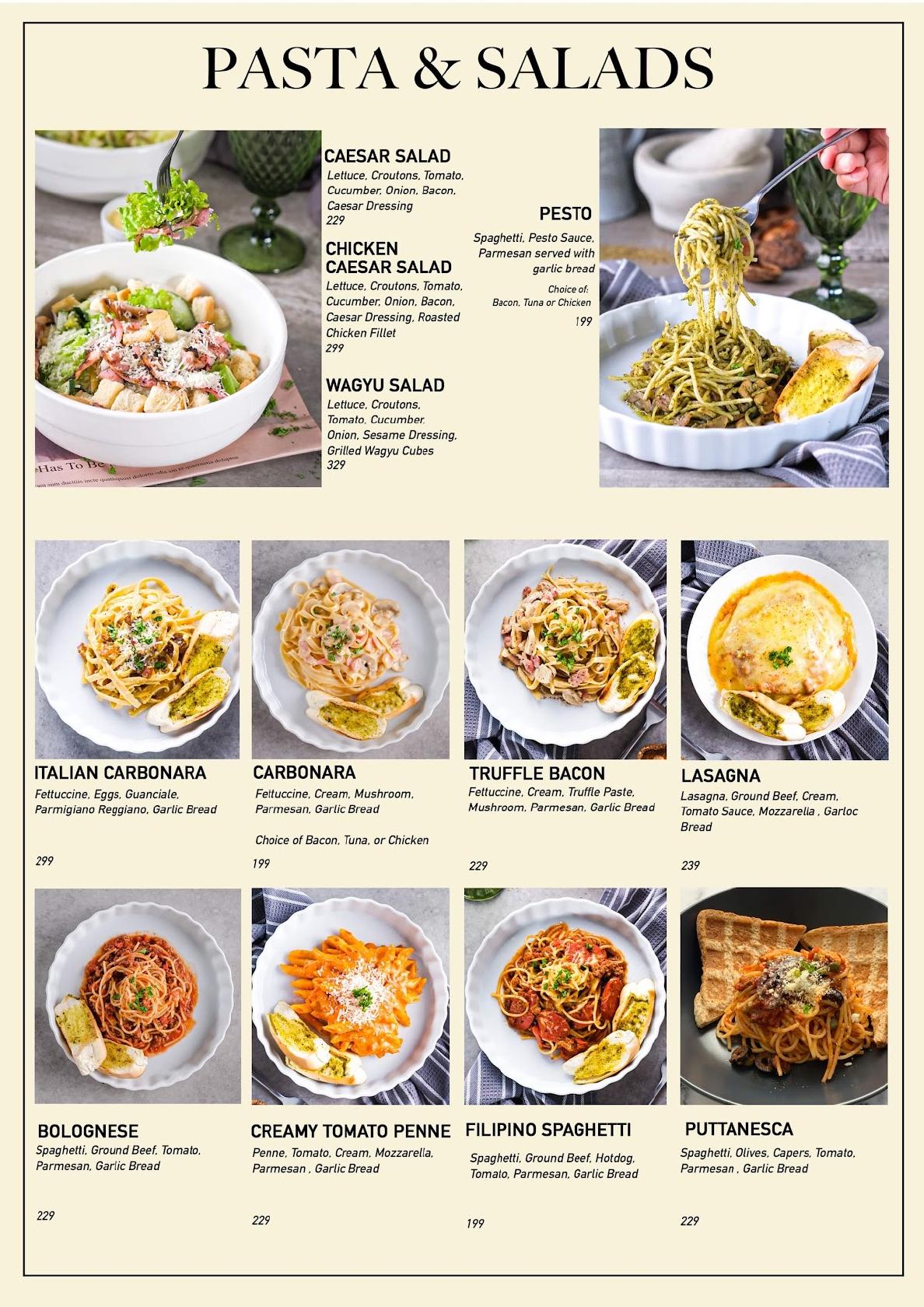 Menu at Le Maison Yelo Lane restaurant, Pagsanjan