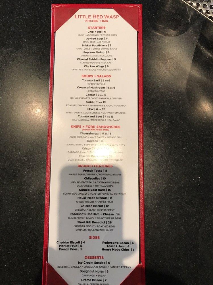 Menu at Little Red Wasp restaurant, Fort Worth