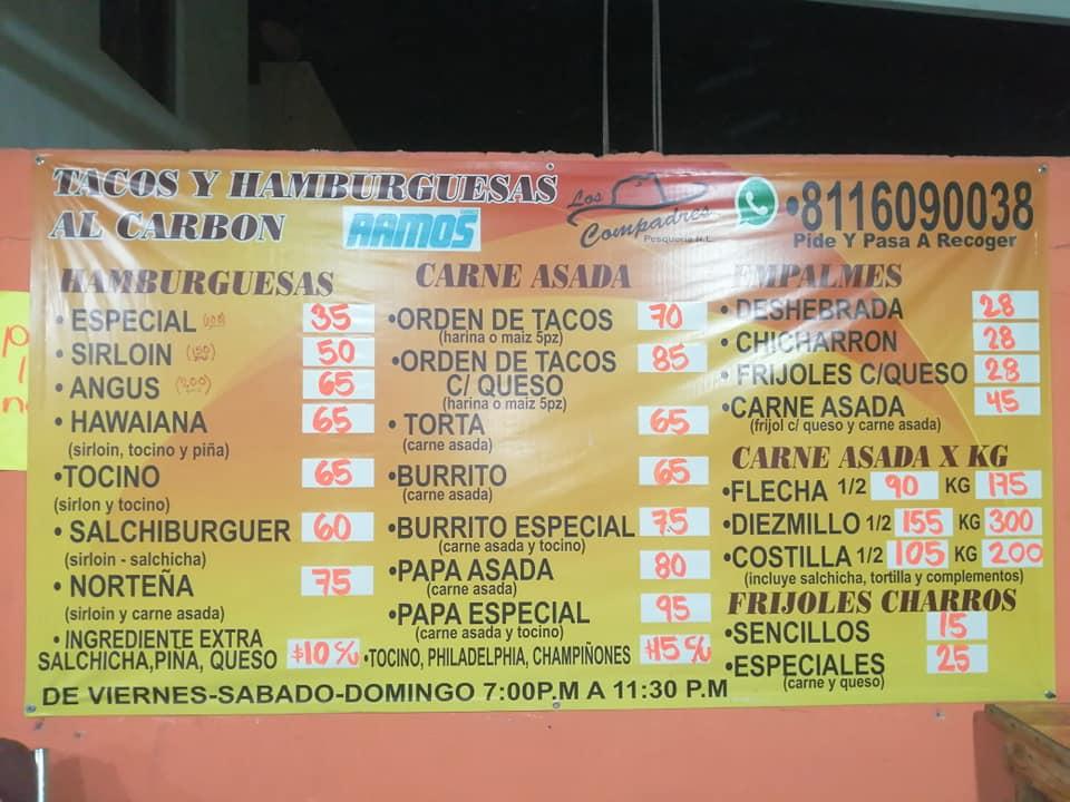 Menu at Los Compadres tacos y hamburguesas al carbón steakhouse ...