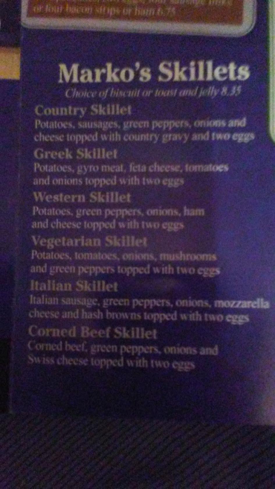 Menu at Marko's Cozy Cafe, Southfield
