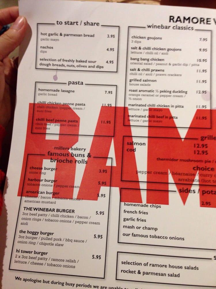 Menu at Ramore Restaurants, Portrush, Portrush