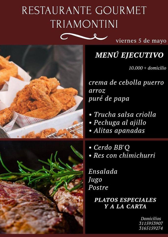 Carta de RESTAURANTE GOURMET TRAMONTI, Sogamoso