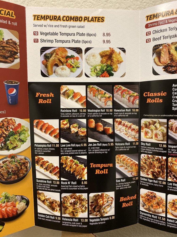 Menu at Rolling Rice restaurant, Rancho Cucamonga, Milliken Ave