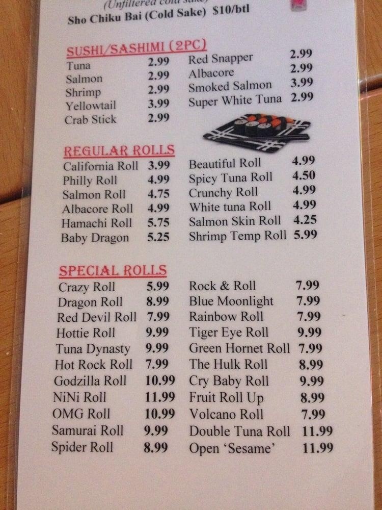 Menu at Sushi NiNi restaurant, Round Rock