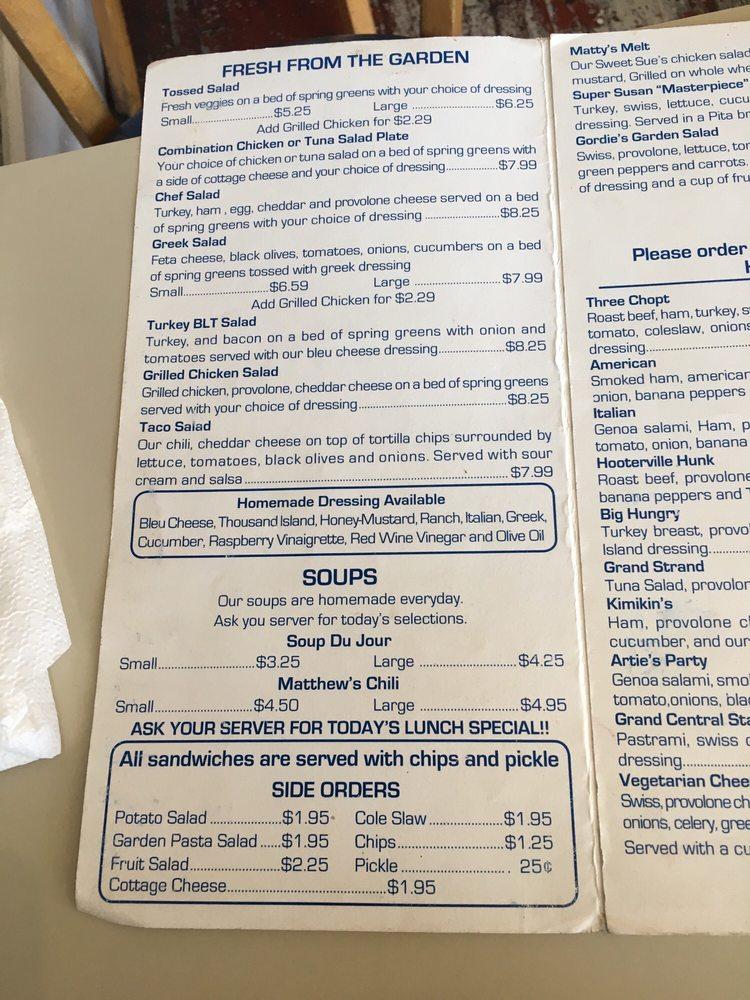 Menu at Three Chopt Sandwich Shoppe fast food, Hendersonville