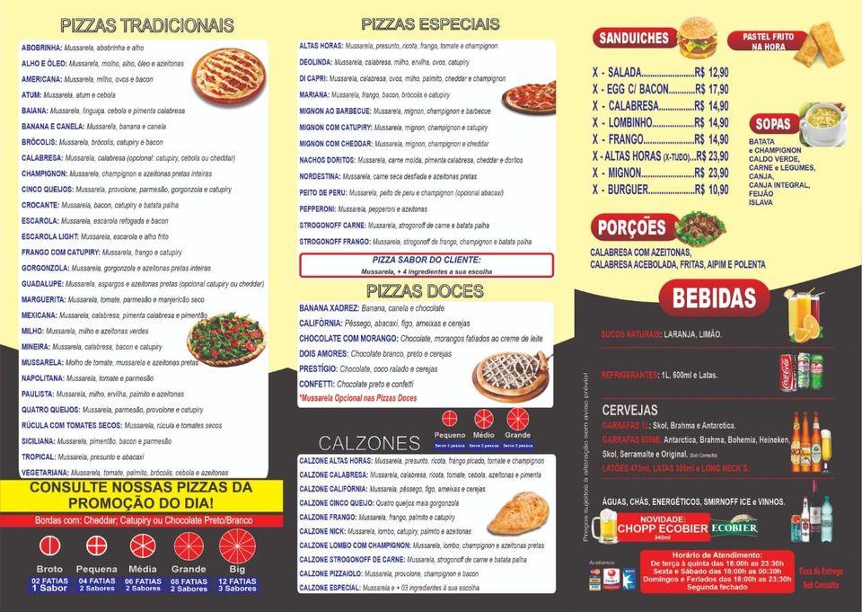 Menu em Altas Horas Pizzaria, Curitiba, R. Padre Anchieta