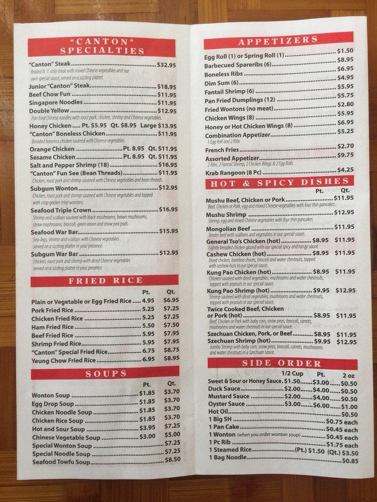 Menu at Canton Restaurant, Homestead