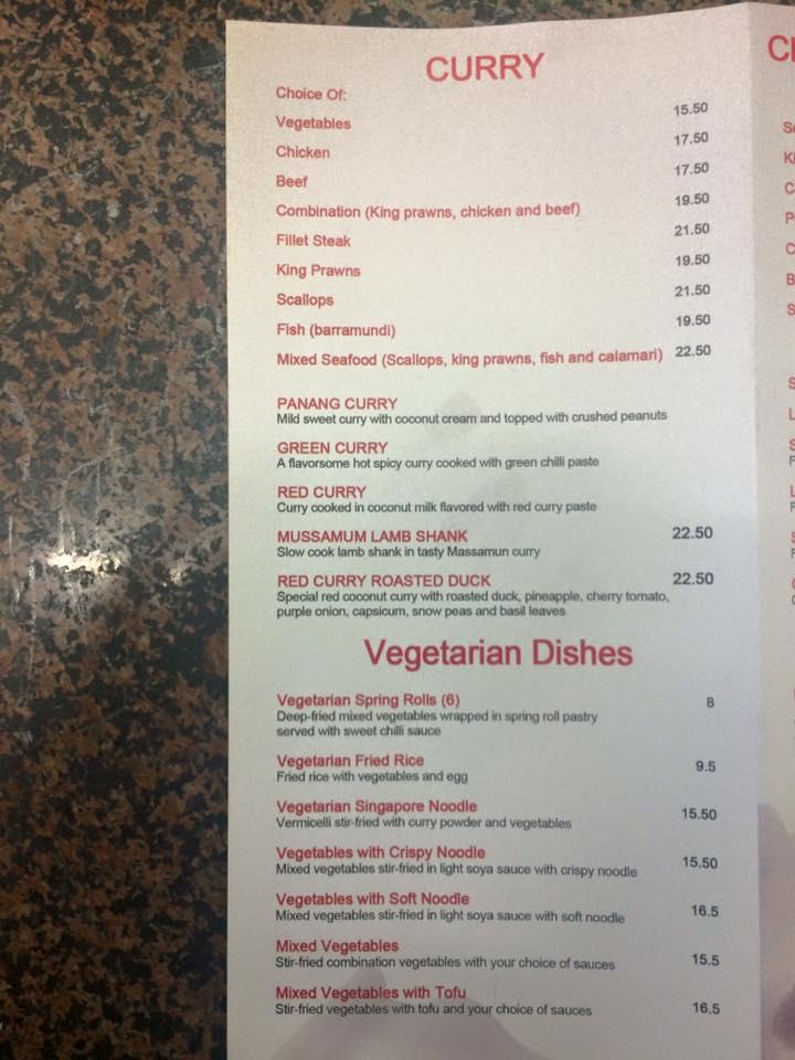 Menu at Harbourside Asian Restaurant, Ulladulla
