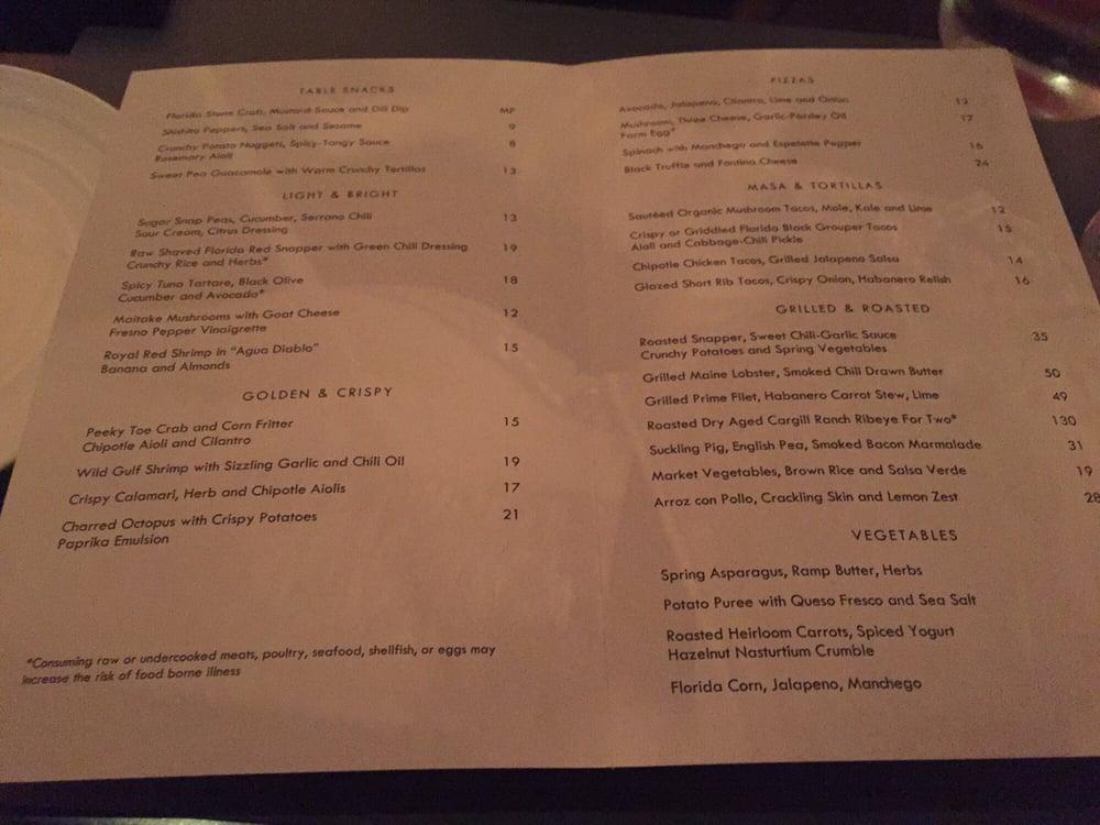 Menu at Matador Room pub & bar, Miami Beach