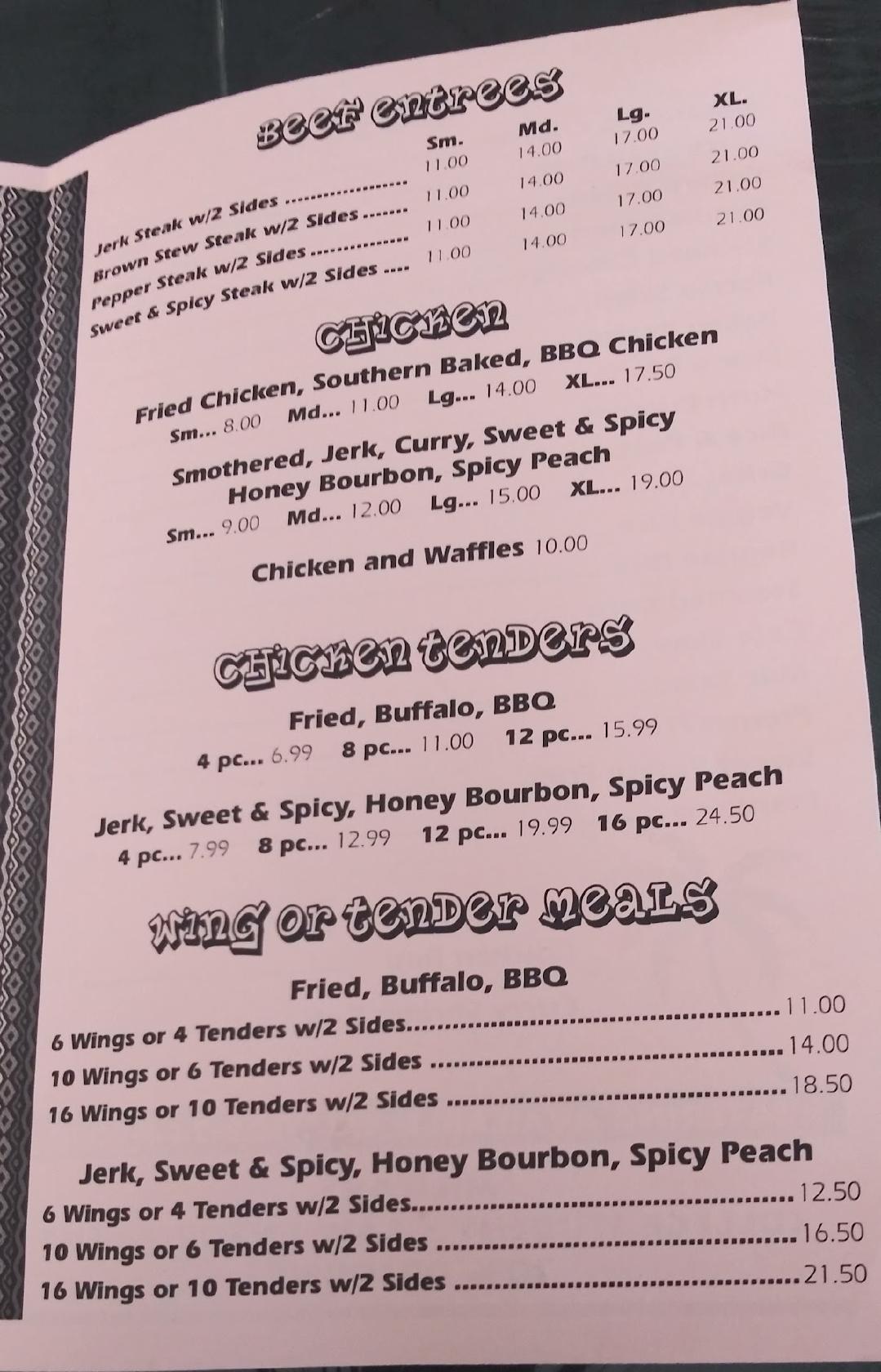 Menu at Momma G's Soul Food and Jamaican Restaurant, Dover