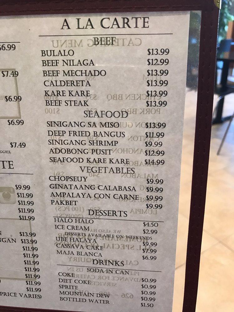 Menu at Nova's Grill Filipino Fast Food, Covina