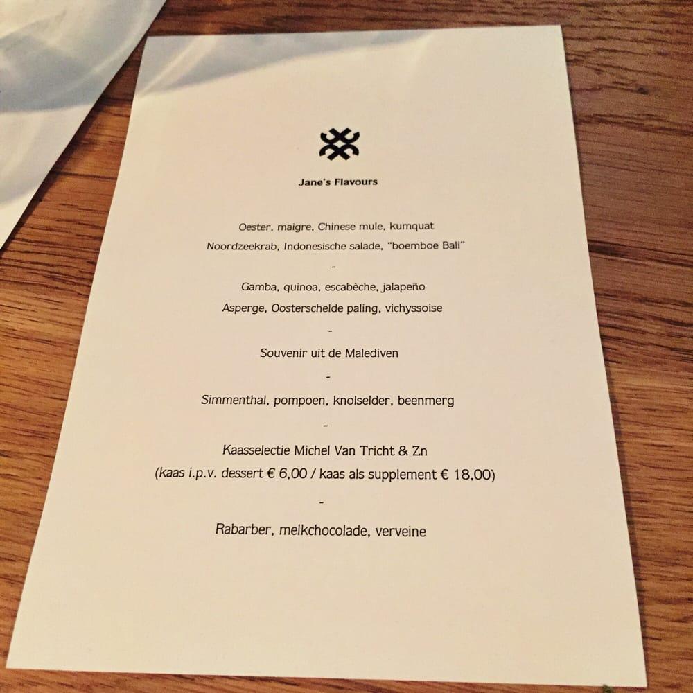 Menu at The Jane, Antwerp