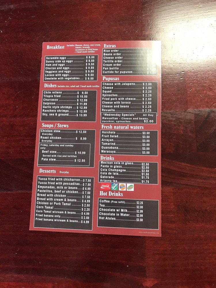 Menu at El Salvador Del Mundo Restaurant, Victorville