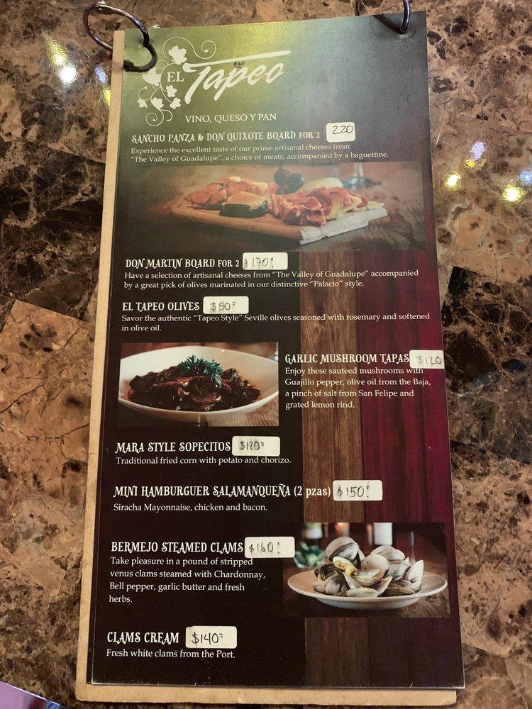 Carta del pub y bar El Tapeo, Puerto Peñasco, Bella Vista