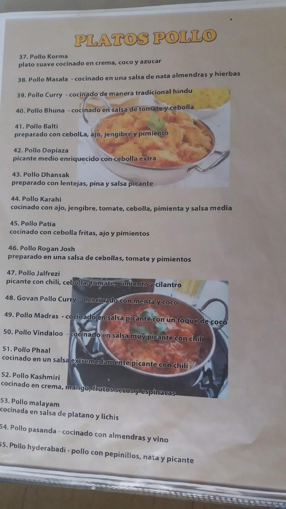 Menu at Enjoy Indian Restaurant, Torrevieja