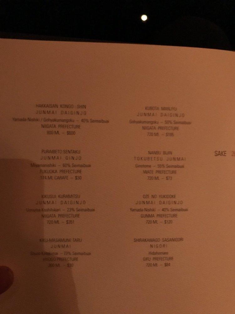 Menu at Himitsu restaurant, Atlanta, 3050 Peachtree Rd