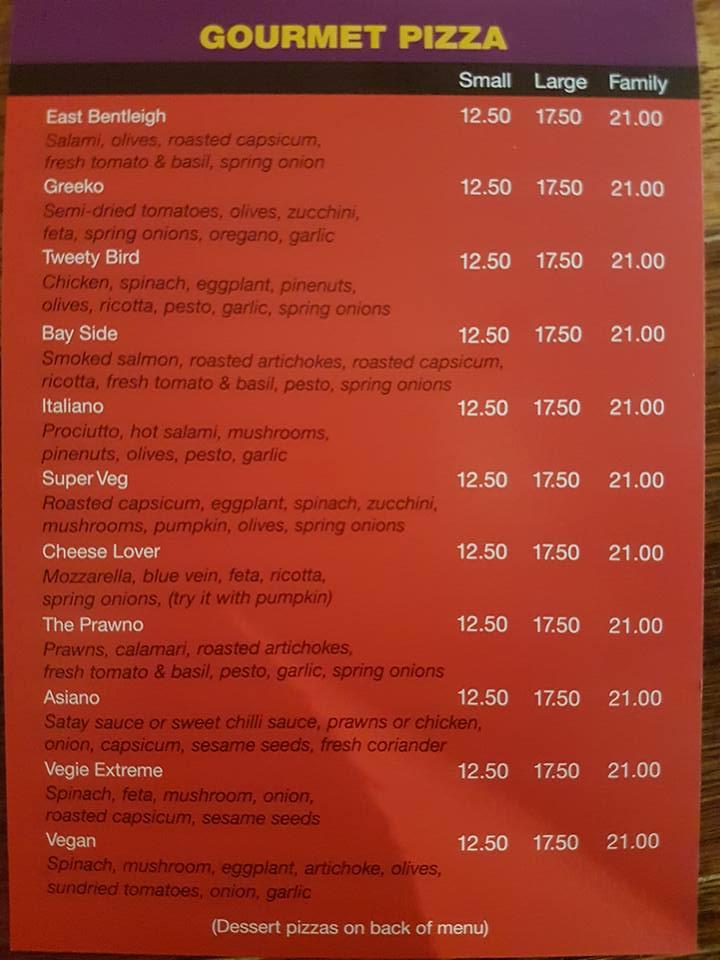 Menu at My Place Pizzeria, Bentleigh East