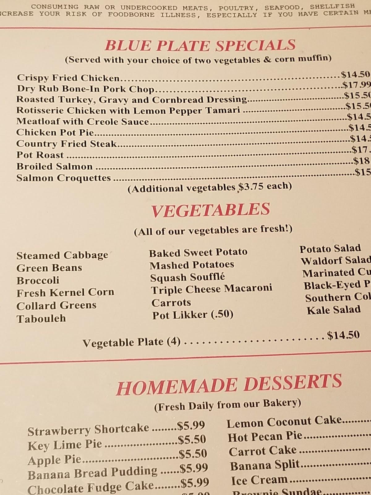 Menu at OK Cafe, Atlanta