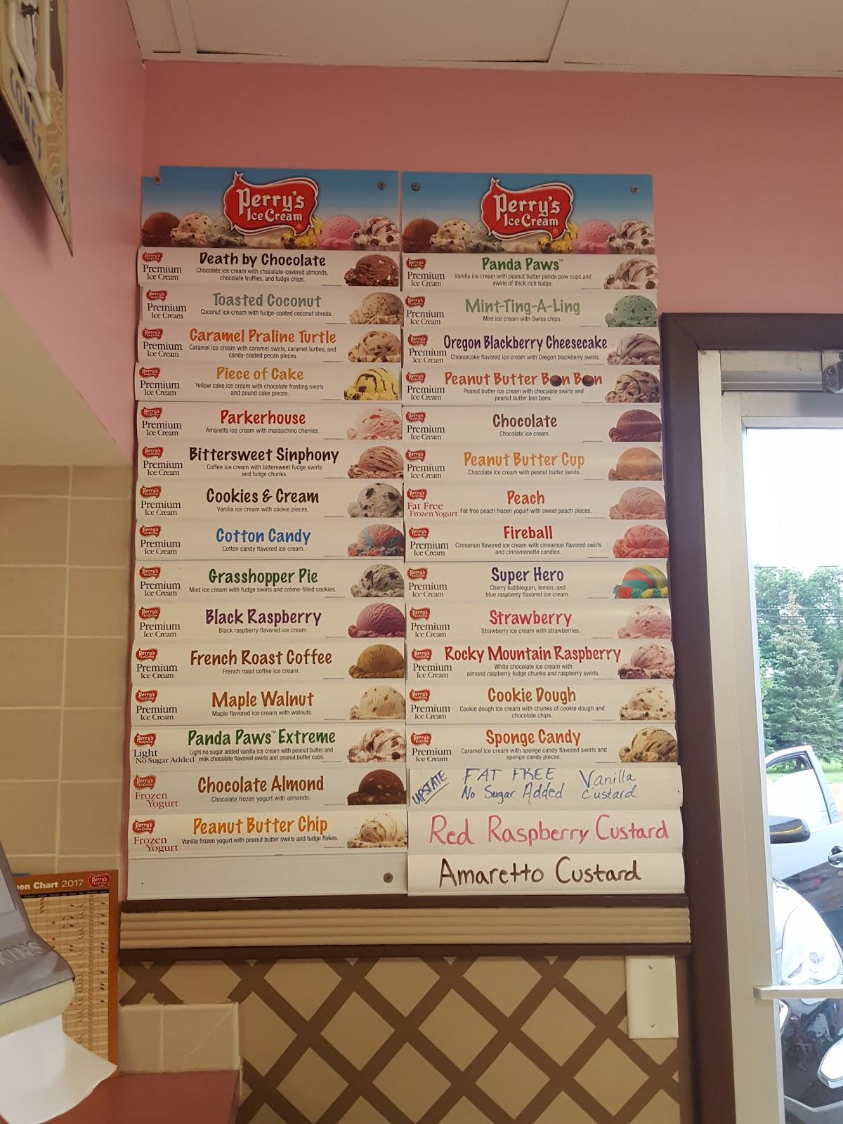 Menu at RJ's Ice Cream, Lockport
