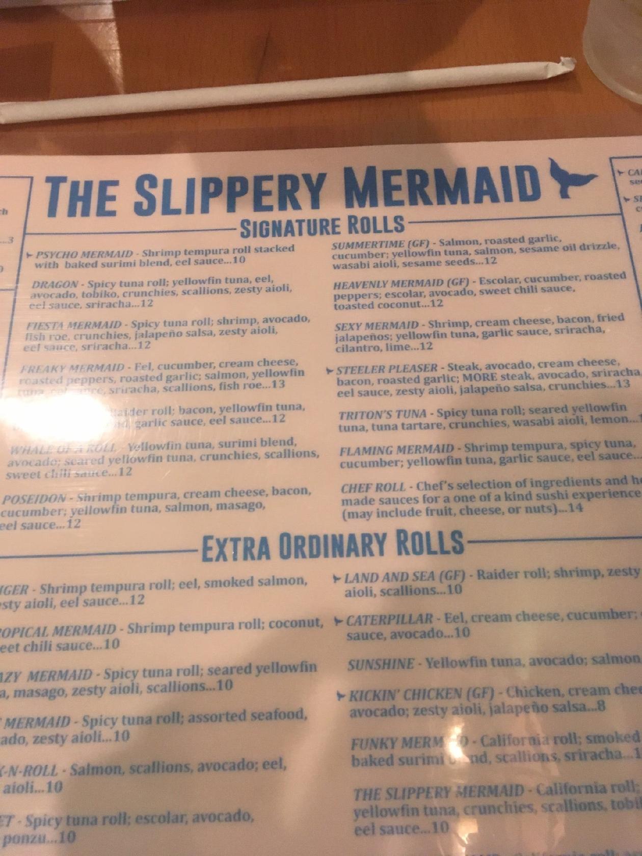 Menu at The Slippery Mermaid Sushi Bar Navarre, FL, Navarre