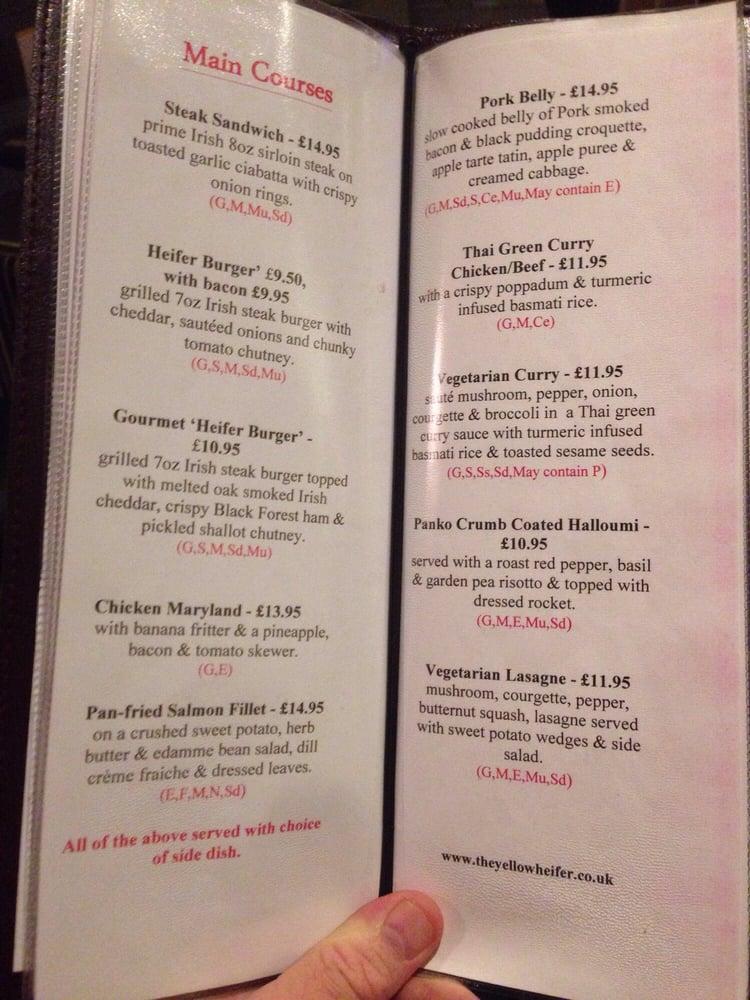 Menu at The Yellow Heifer pub & bar, Camlough