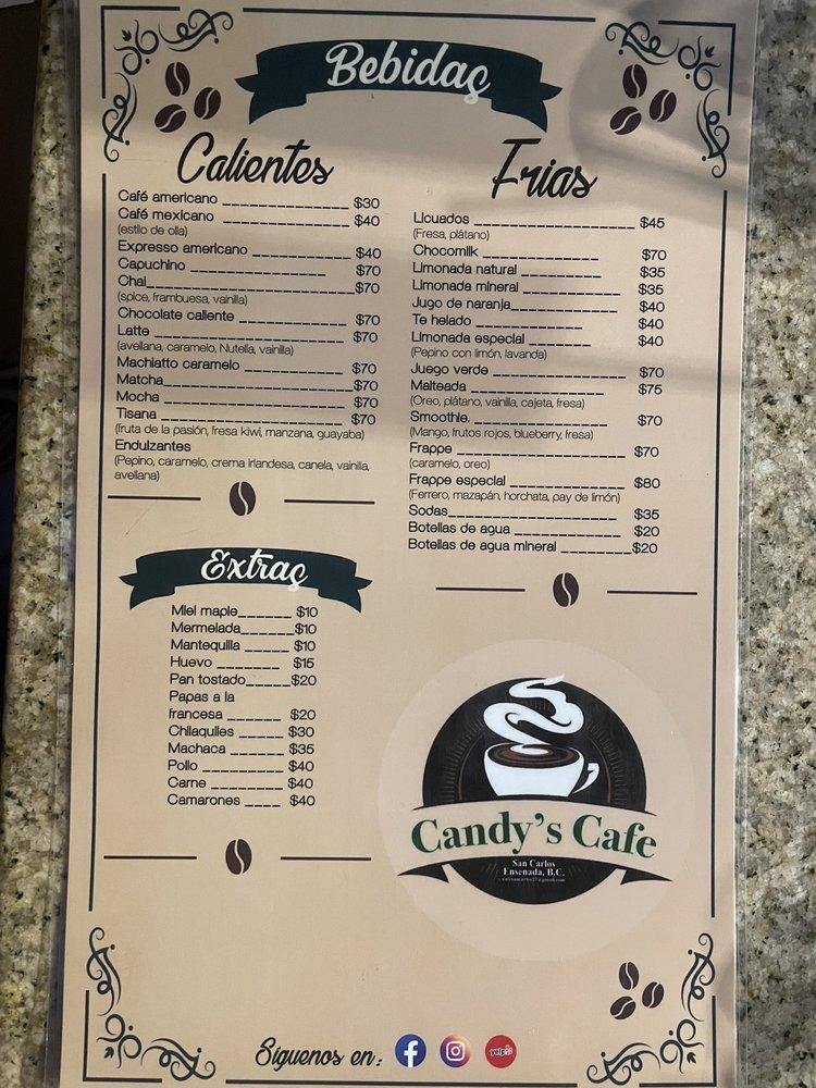 Menu at Candy’s cafe, Ensenada