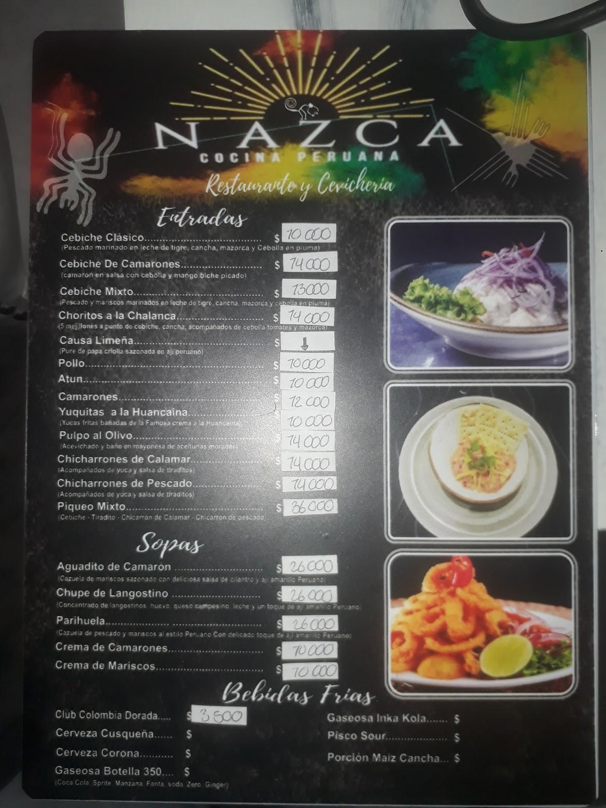 Carta de NAZCA Restaurante Y Cevichera, Villavicencio