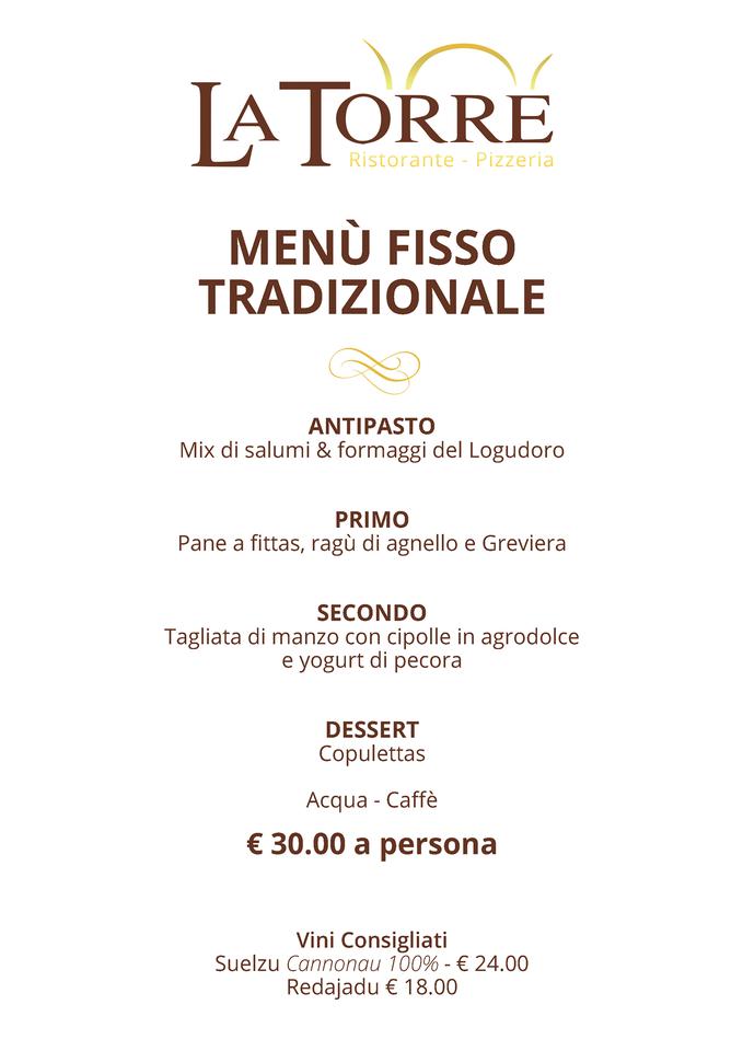 Menu da Ristorante Pizzeria La Torre, Ozieri