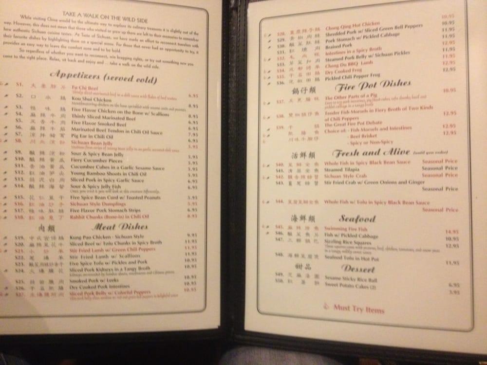 Menu at Taste Of Sichuan Beaverton restaurant, Beaverton