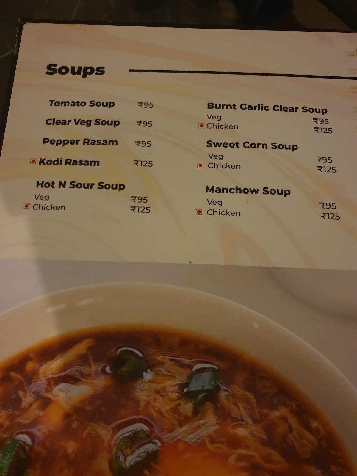 Menu at Tollgate - the eating house, Karimnagar