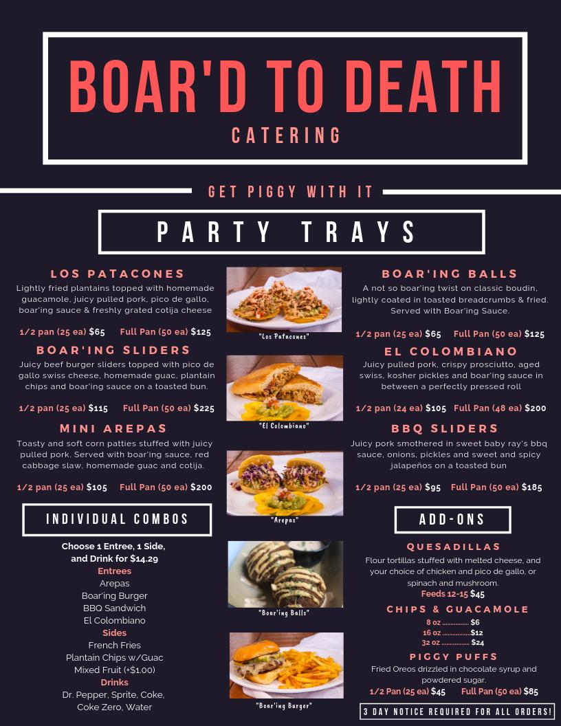 Menu at Boar'd to Death restaurant, Cypress