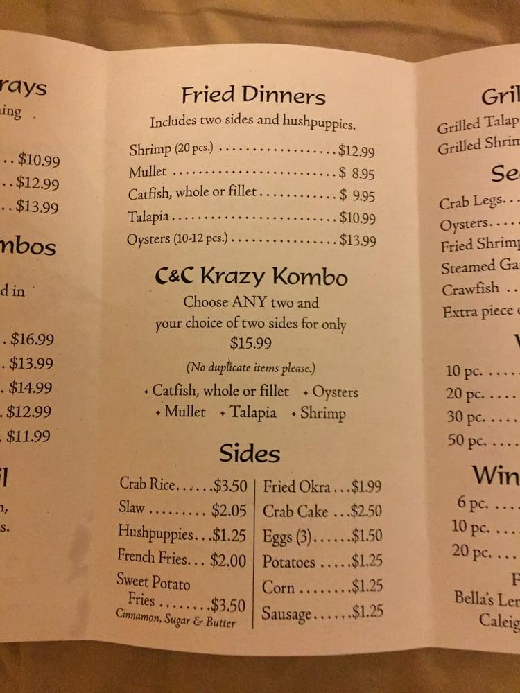 Menu at C & C Crab Shack restaurant, Adel